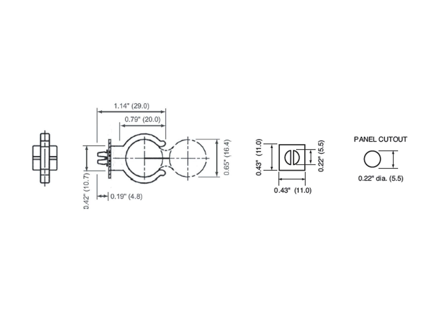 LCP-2G11-1-SI - 2G11 Base Lamp Support Clip - Vertical Snap-in Mount ...