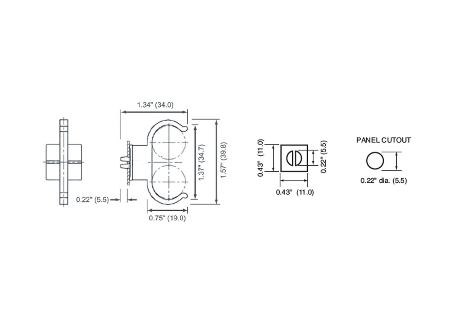 LCP-2G11-2-SI - 2G11 Base Lamp Support Clip - Horizontal Snap-in Mount ...