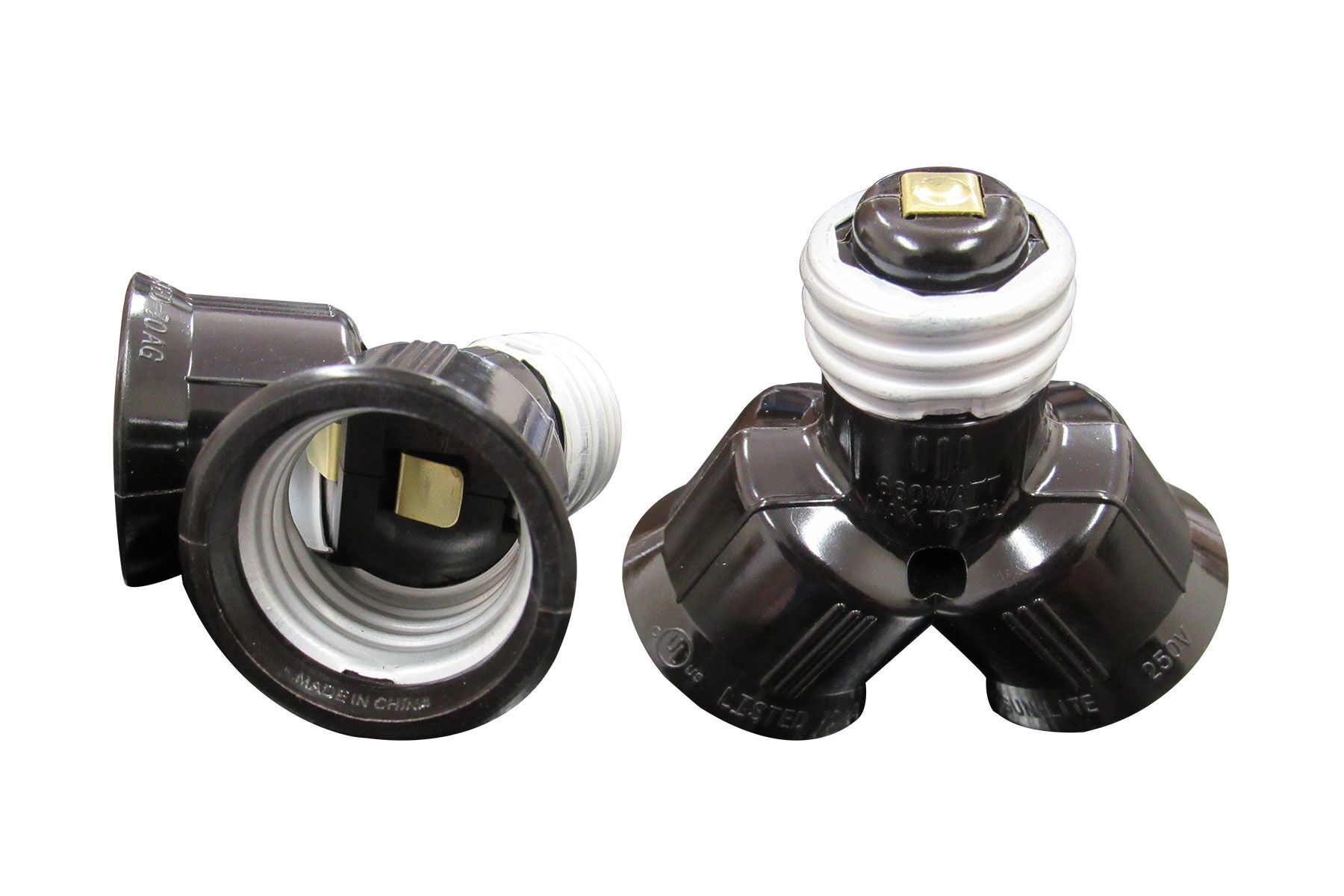 IS286-BR - E26 to Double E26 Light Socket Adapter 660 Watts, 250 ...