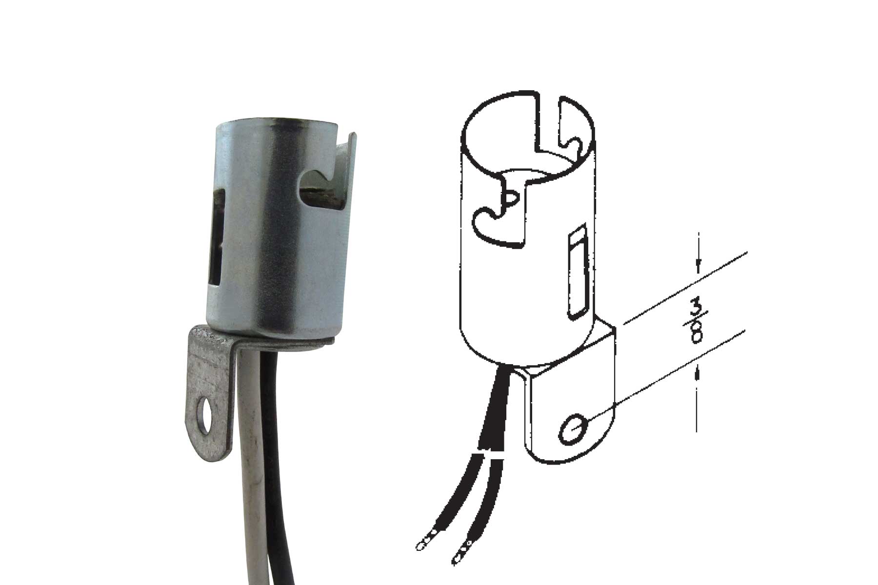 12-200 Series - Double Contact Miniature Candelabra Bayonet Base Socket ...