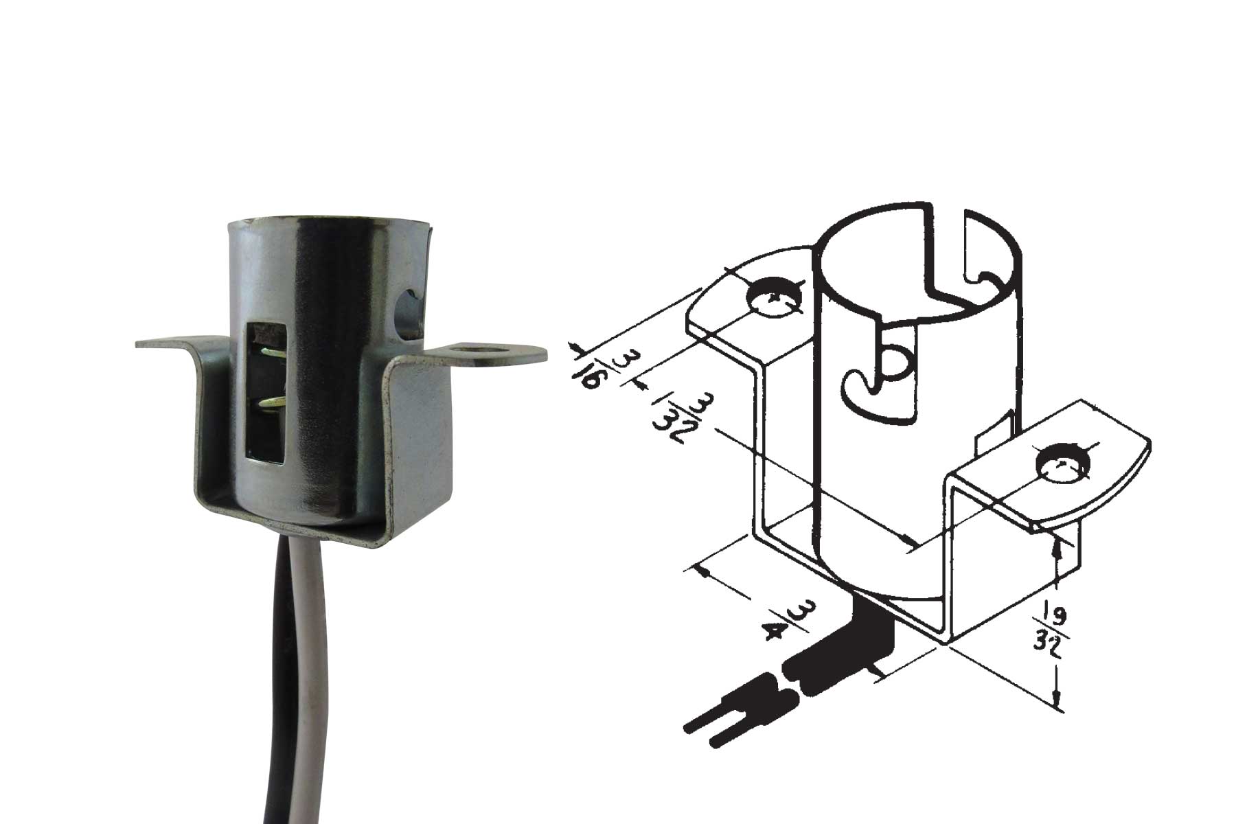 12-200 Series - Double Contact Miniature Candelabra Bayonet Base Socket ...