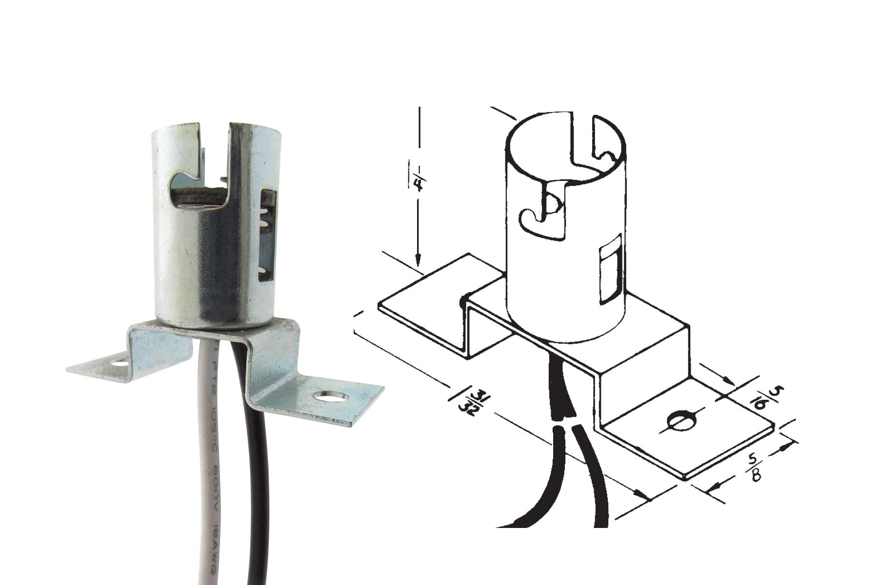 12-200 Series - Double Contact Miniature Candelabra Bayonet Base Socket ...