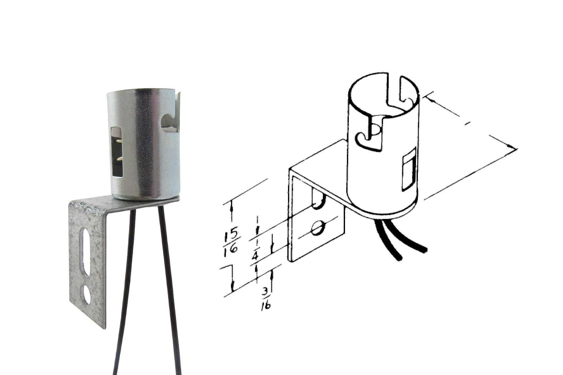22-00 Series - Miniature Halogen Candelabra Bayonet Base Socket - 500W ...