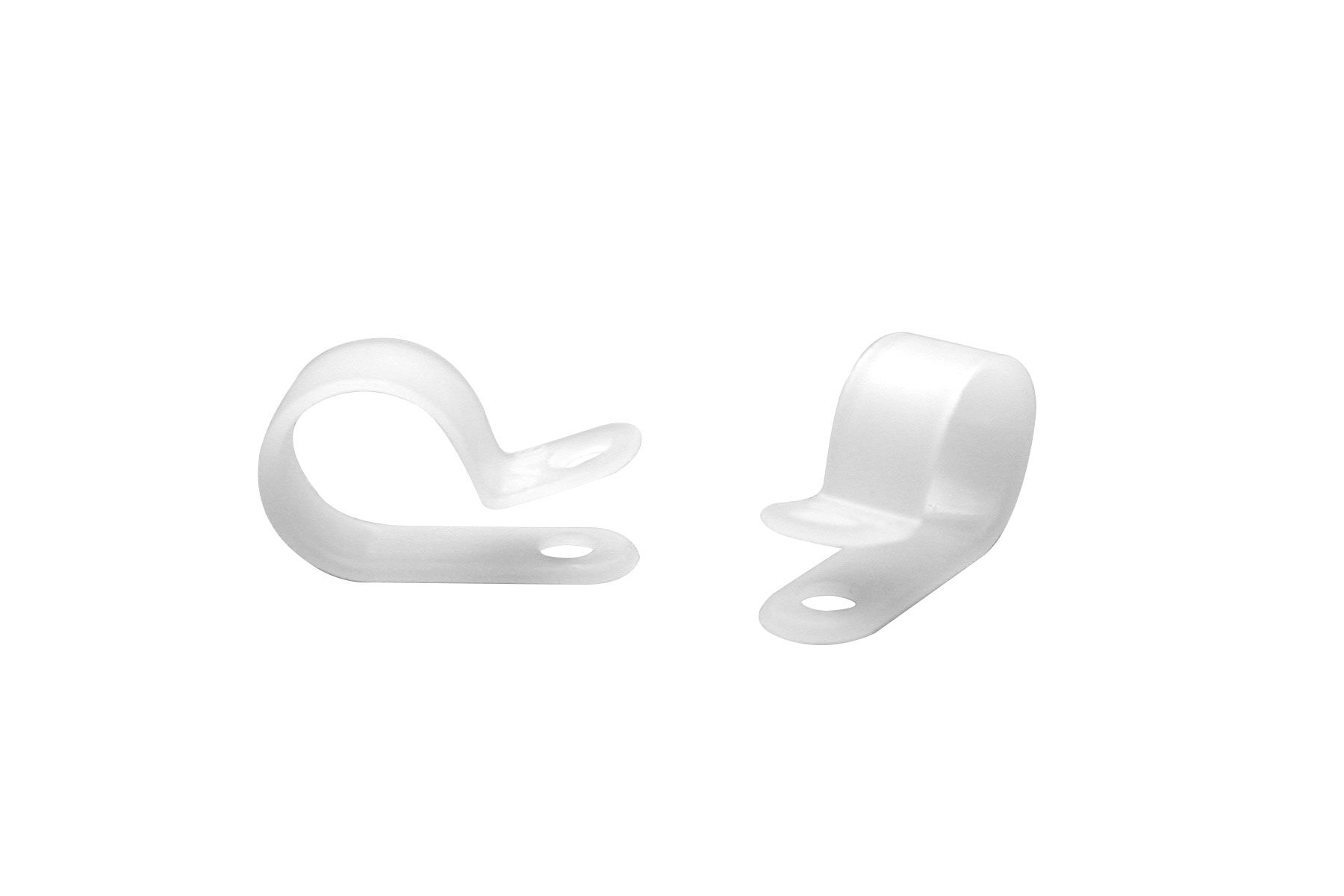 3322 - NYLON "P"CLIP - 1/8"DIA - 1/2" WIDE - White - Etlin Daniels