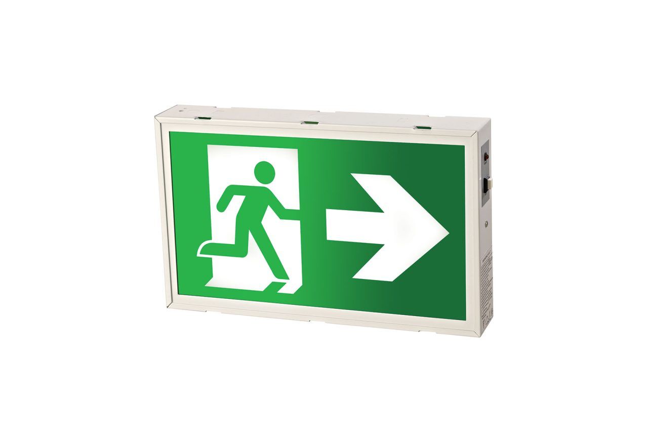 EX300WHM-U24D-GU - LED Running Man Exit Sign, Metal Frame Single and ...